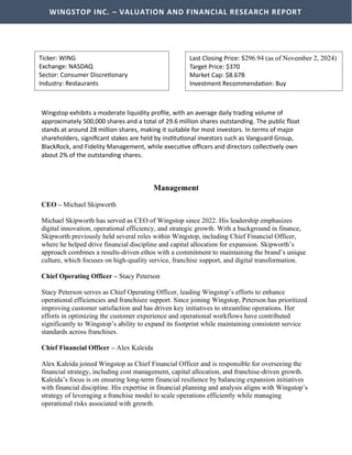 Wingstop Equity Research Report - GonsalvesEquityInsights | PDF