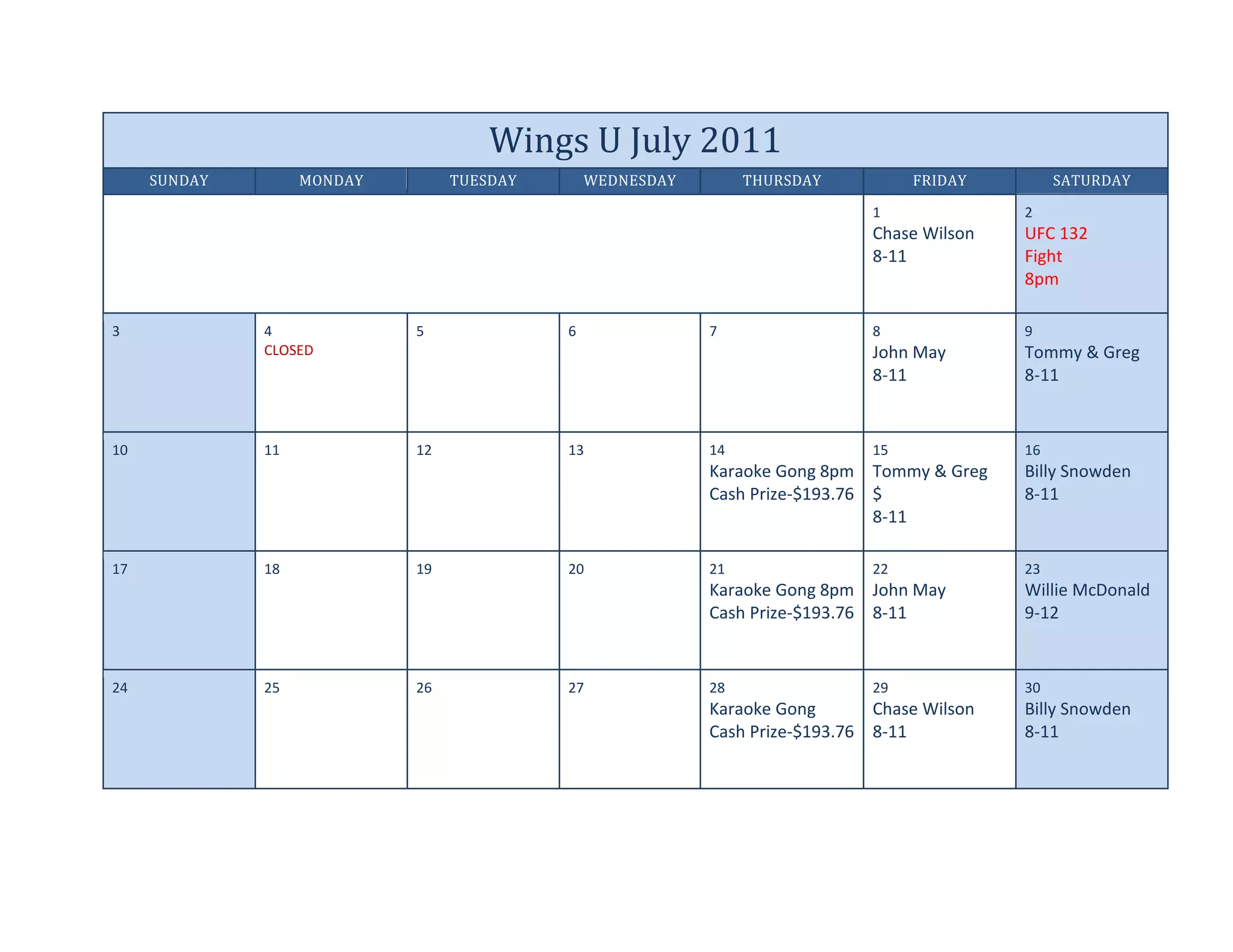 Wings u july events calendar | PPT