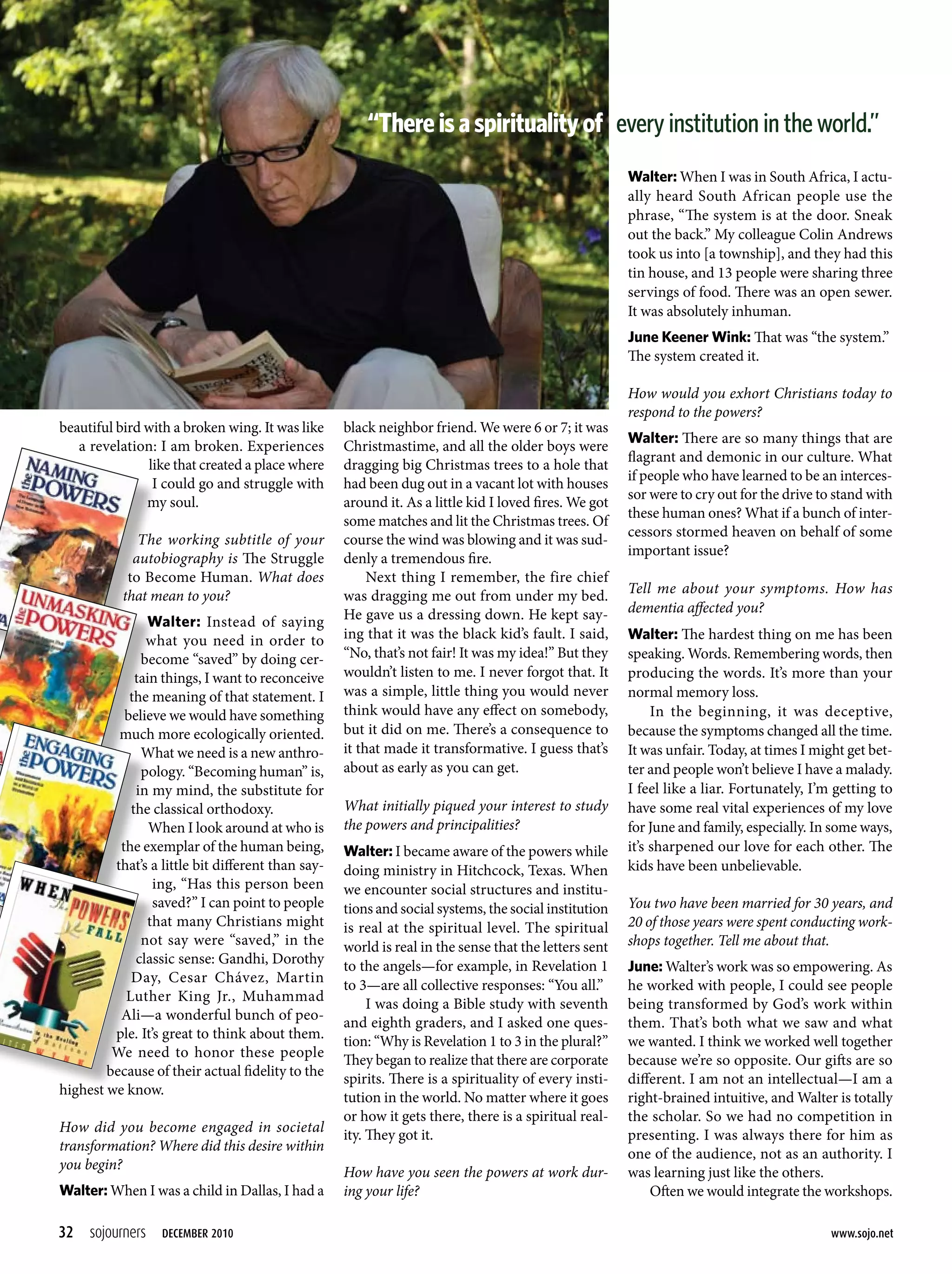 Sojourners - Walter & June Wink Interview | PDF