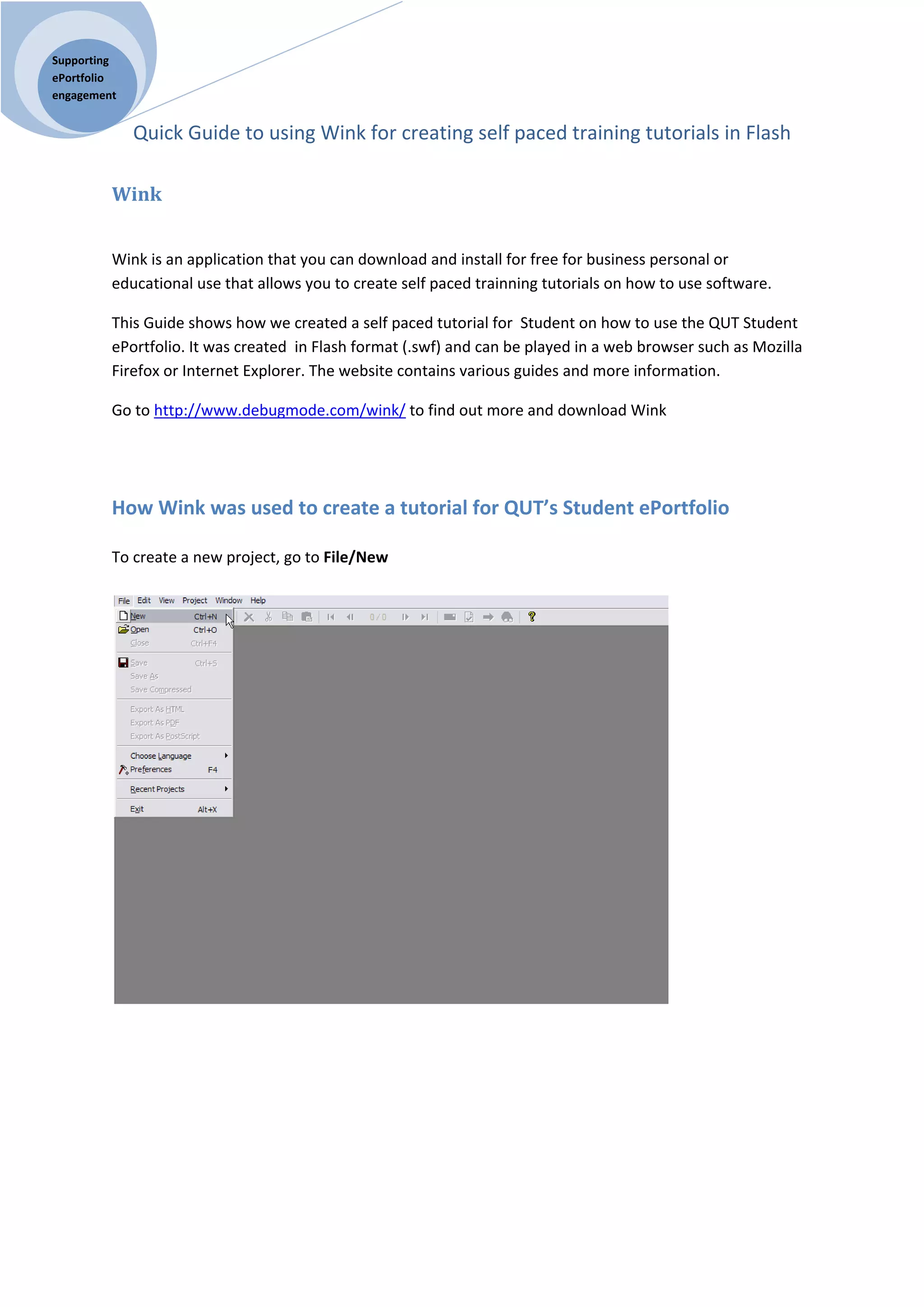 Quick Guide to Using Wink for Creating Self Paced Training Tutorials in ...