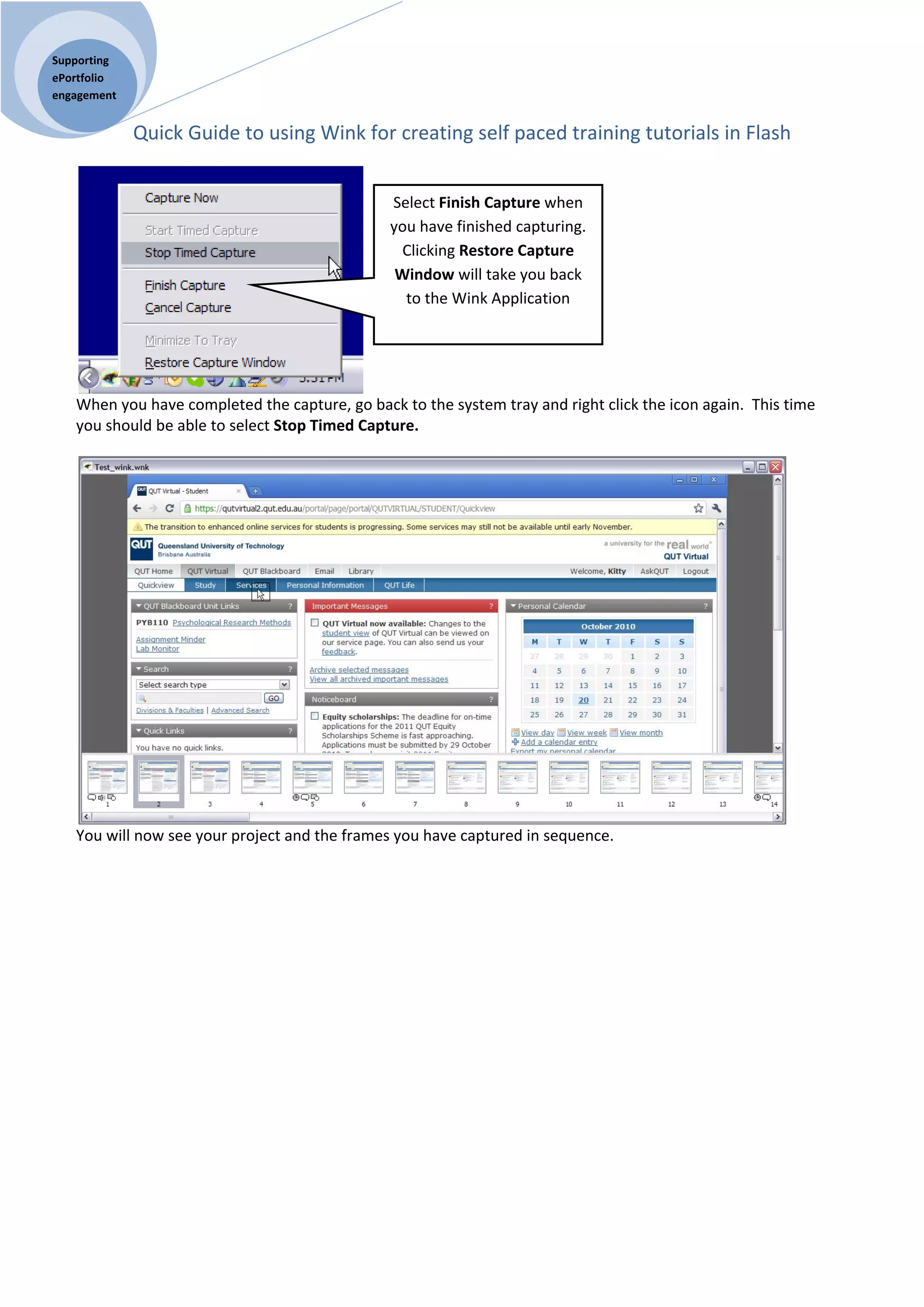 Quick Guide to Using Wink for Creating Self Paced Training Tutorials in ...