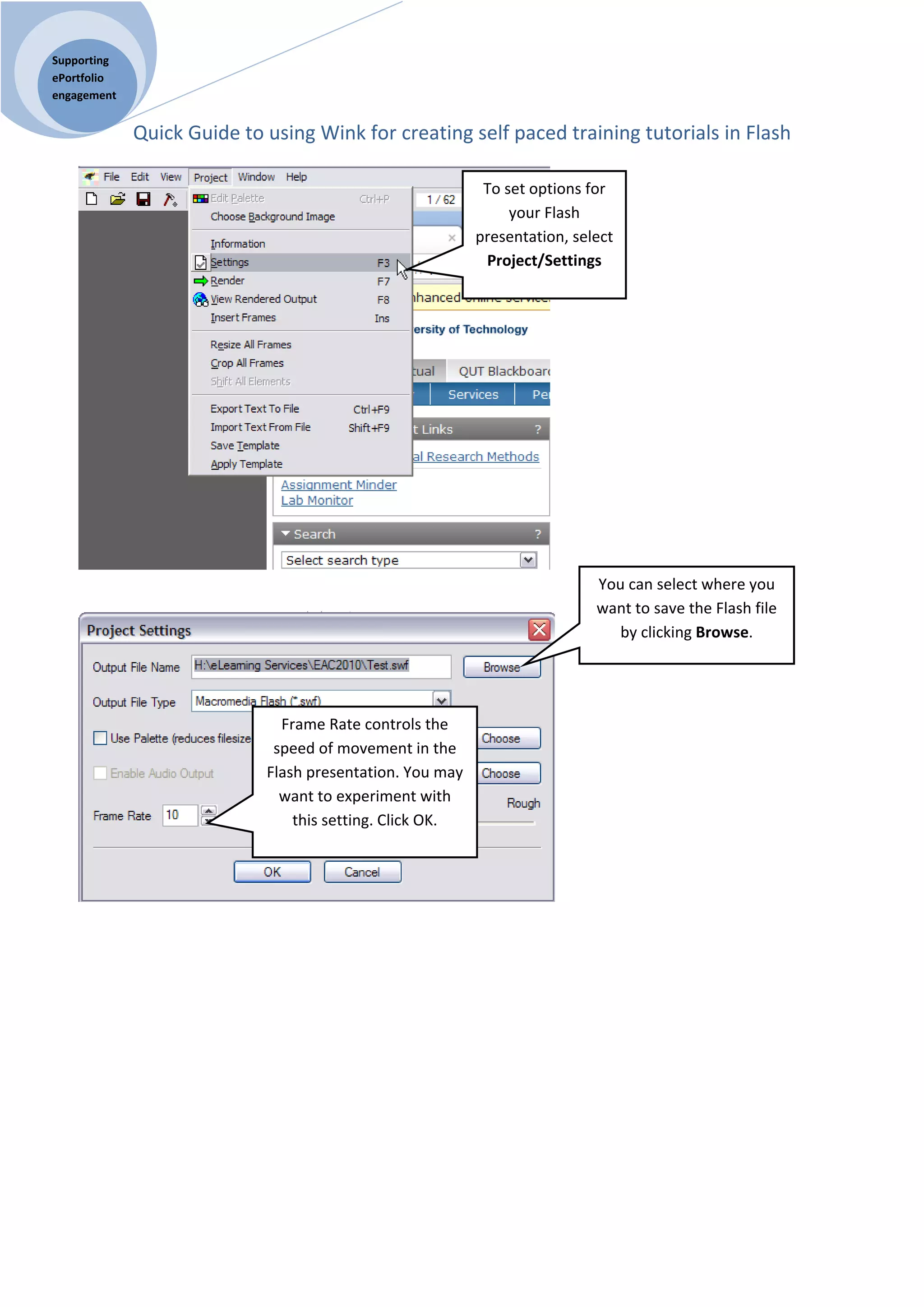 Quick Guide to Using Wink for Creating Self Paced Training Tutorials in ...