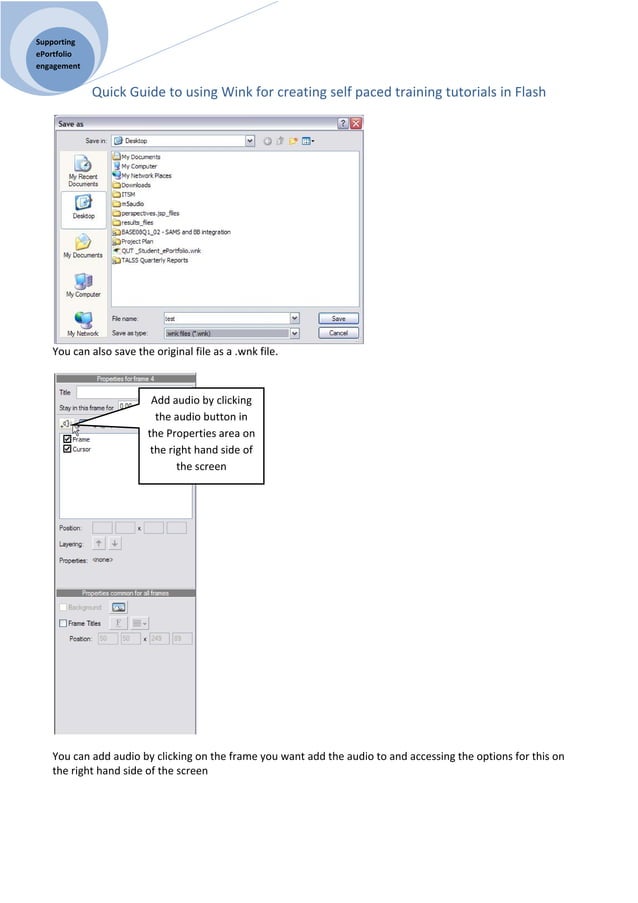 Quick Guide to Using Wink for Creating Self Paced Training Tutorials in ...