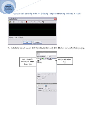 Quick Guide to Using Wink for Creating Self Paced Training Tutorials in ...