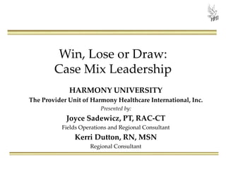Win, Lose, or Draw: Case Mix Leadership | PPT