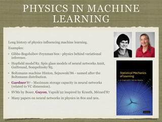 Statistical Physics Studies of Machine Learning Problems by Lenka ...