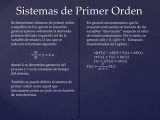 Sistemas de Primer Orden, Segundo Orden y Orden Superior | PPTX