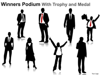 Winners podium with trophy and medal powerpoint presentation templates ...