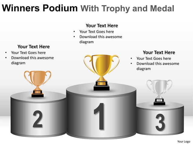 Winners podium with trophy and medal powerpoint presentation templates ...