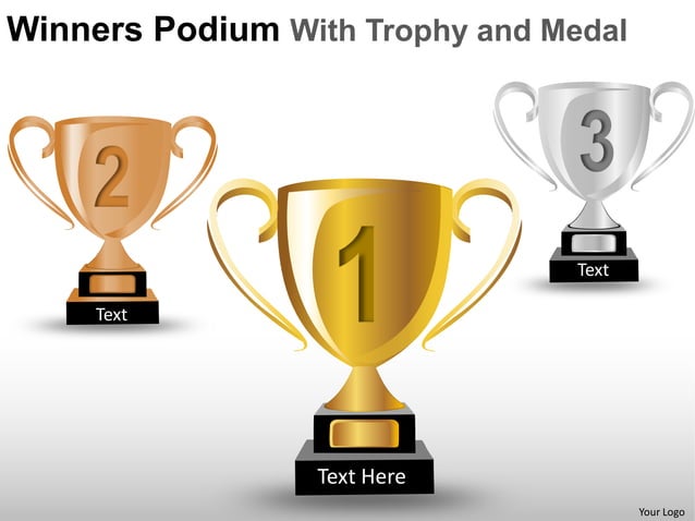 Winners podium with trophy and medal powerpoint presentation templates ...