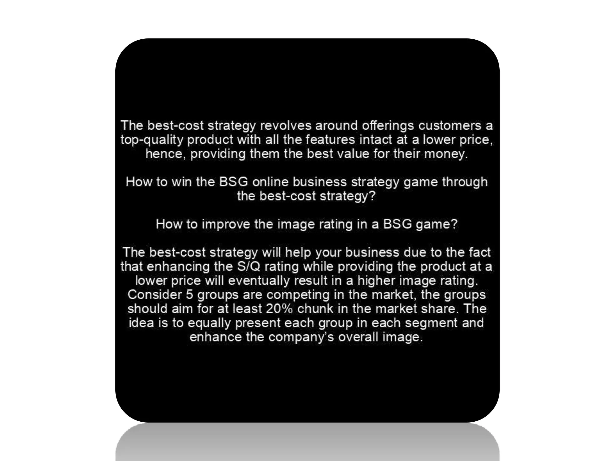 Winning a BSG Game through a Best Cost Strategy | PPTX