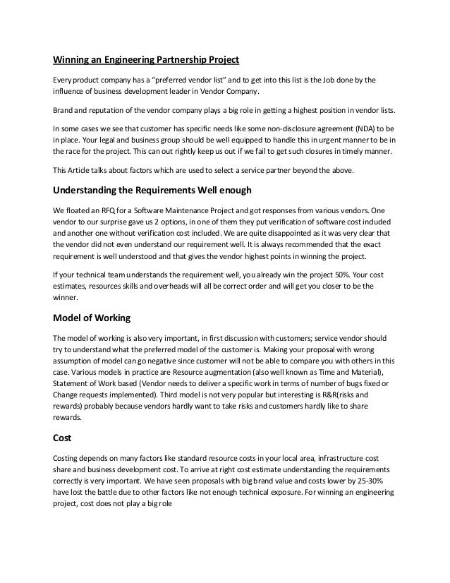 Winning an engineering Contract