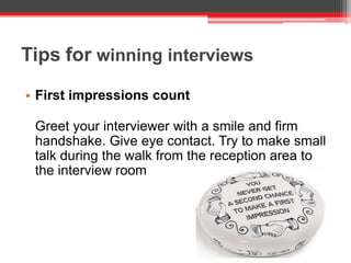 Winning interviews | PPTX | Resume Writing and Advice | Job Search