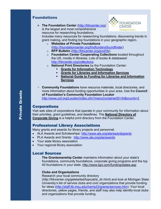 Winning Library Grant Sources and Resources | DOCX