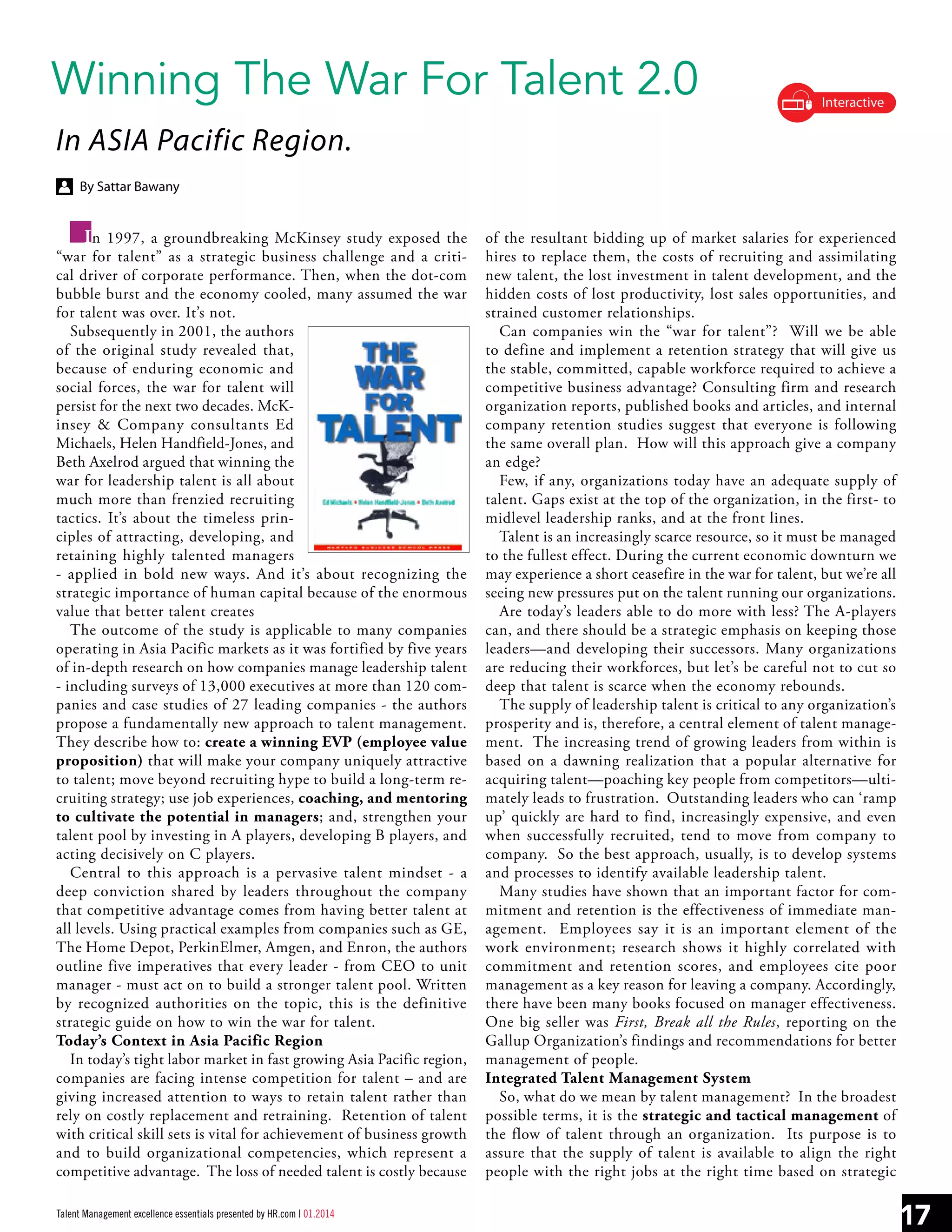 Winning War for Talent 2.0 in Talent Management Excellence Essentials Jan 2014_Edition | PDF