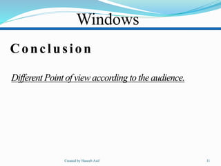 Presentation on the topic of Windows and its difference. | PPTX
