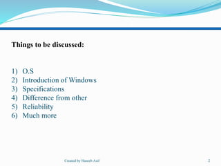 Presentation on the topic of Windows and its difference. | PPTX