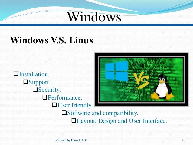 Presentation on the topic of Windows and its difference.