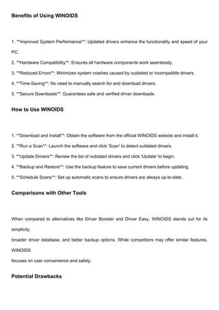 WINOIDS Driver Update Software : Make your pc faster & Smoother | PDF