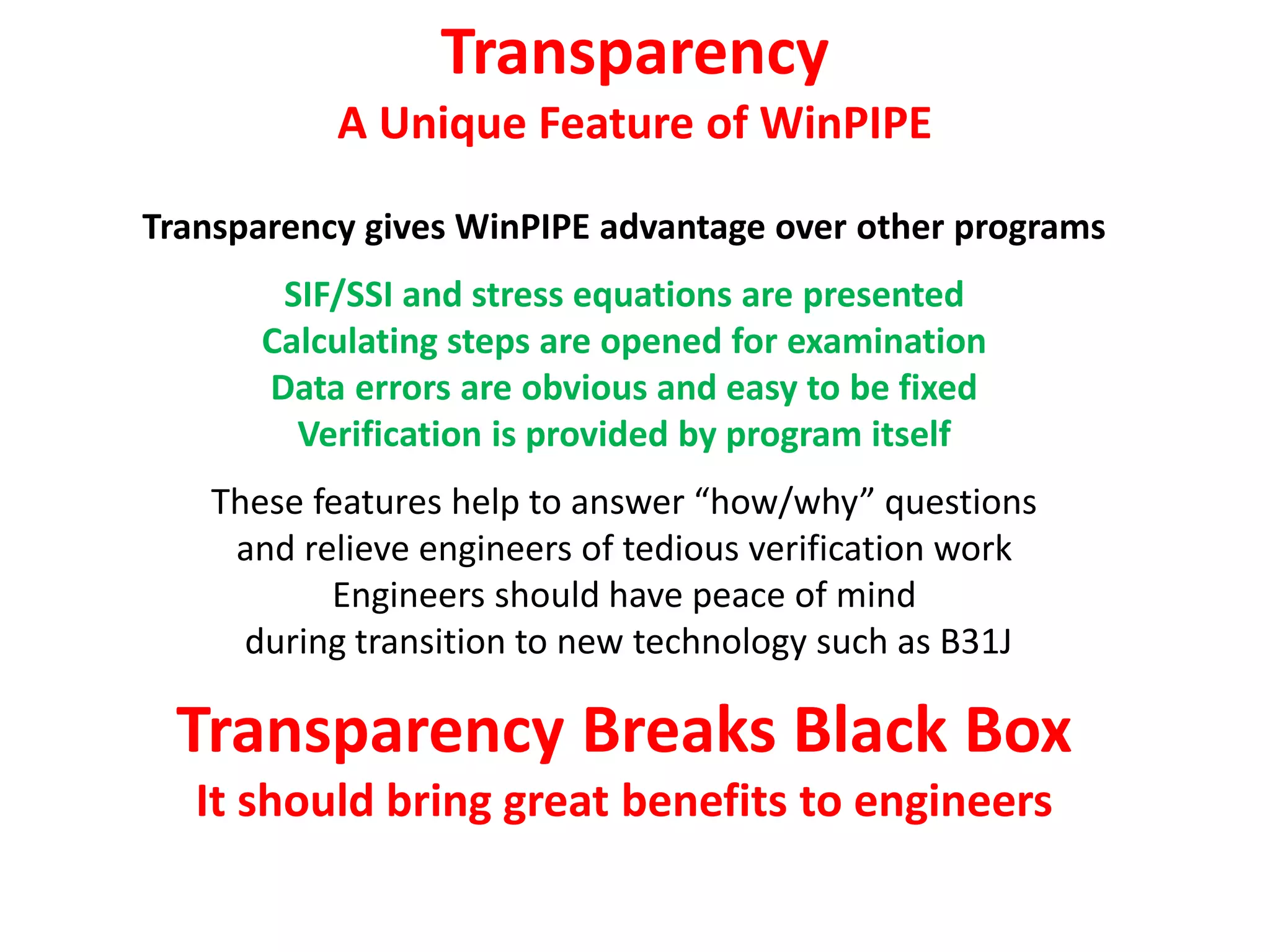 WinPIPE - Pipe Stress Analysis Program with Transparency | PPTX