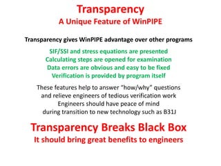 WinPIPE - Pipe Stress Analysis Program with Transparency | PPTX