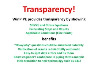 WinPIPE - Pipe Stress Analysis Program with Transparency | PPTX