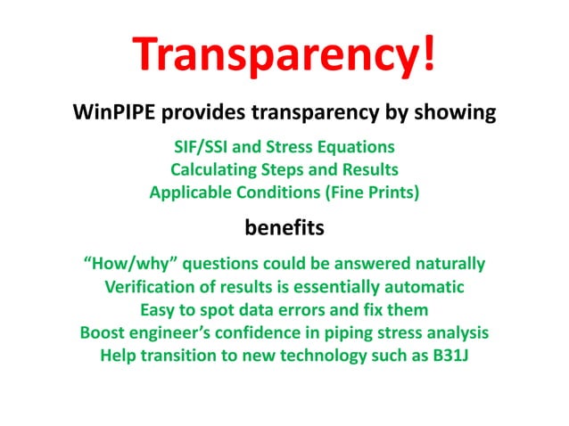 WinPIPE - Pipe Stress Analysis Program with Transparency | PPT