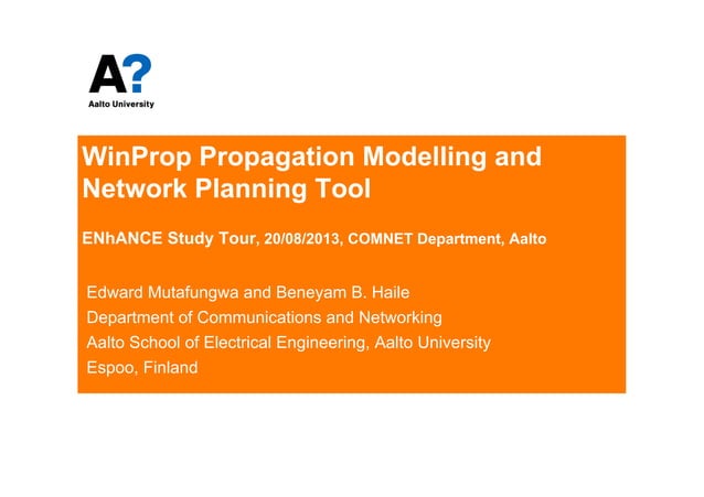 WinProp propagation modeling and network planning tool | PDF