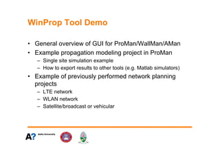 WinProp propagation modeling and network planning tool | PDF