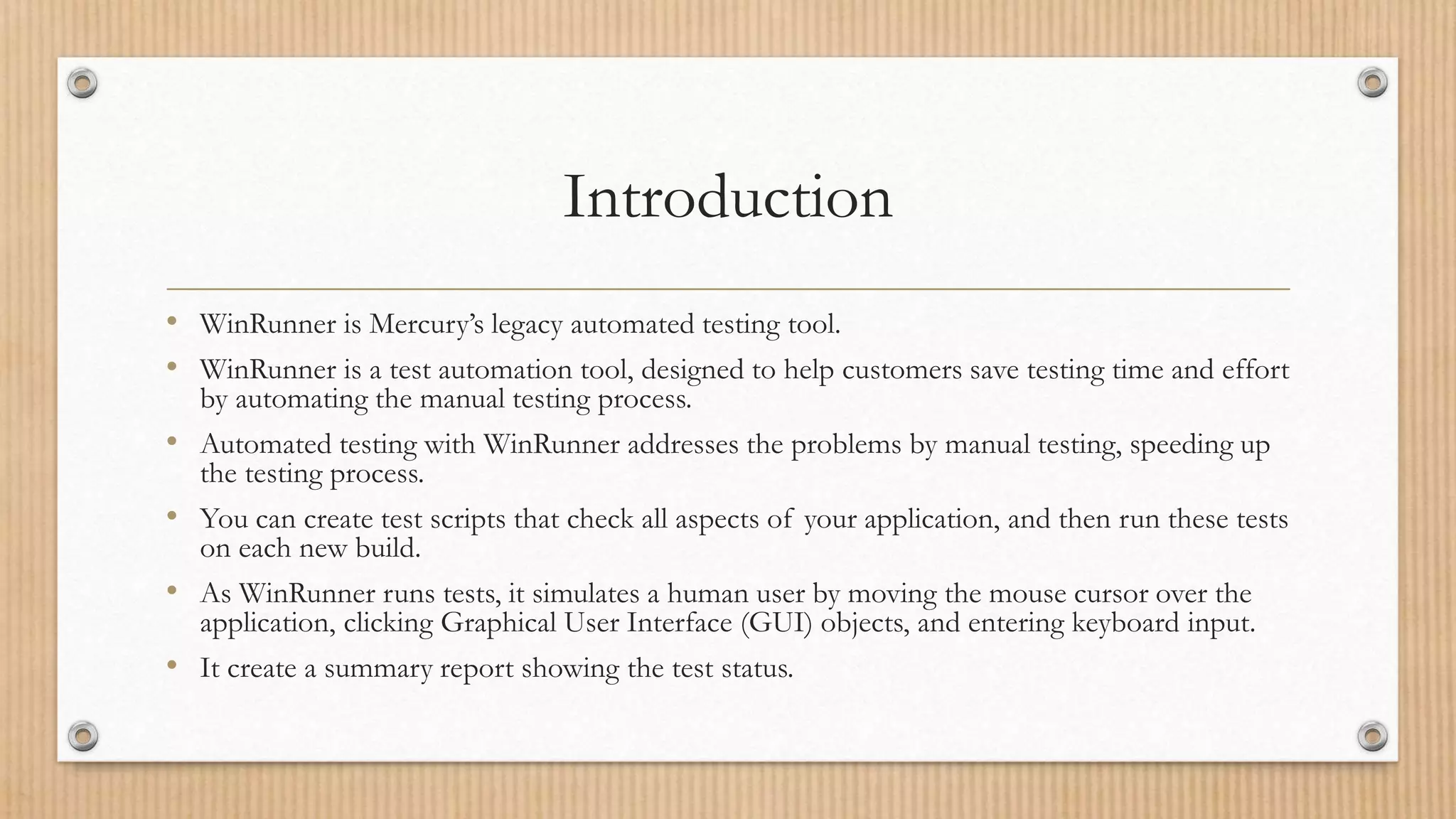 Win runner testing tool | PPTX