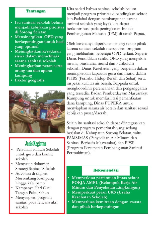 Factsheet Kondisi Sanitasi Sekolah Sorong Selatan | PDF