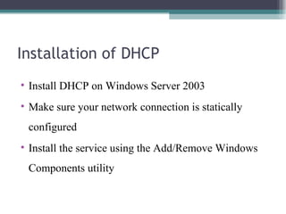 Wintel ppt for dhcp | PPT