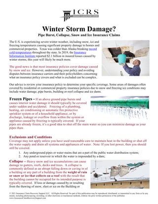 Free Report: Winter Storm Damage and Your Insurance Claim | PDF