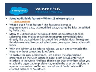 Winter16 release overview of Salesforce | PPTX | Computer Software and Applications | Computing