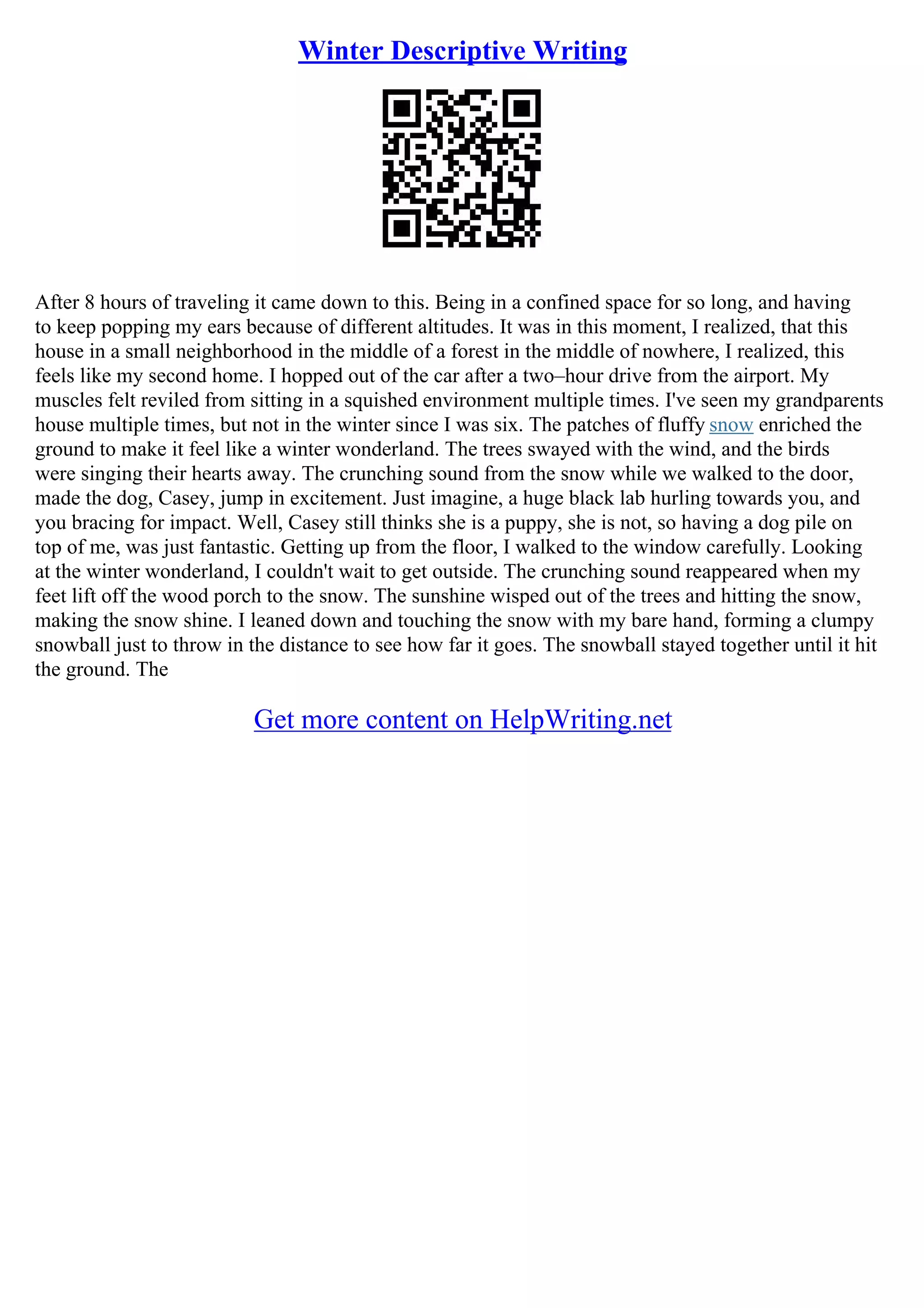 Winter Descriptive Essay | PDF