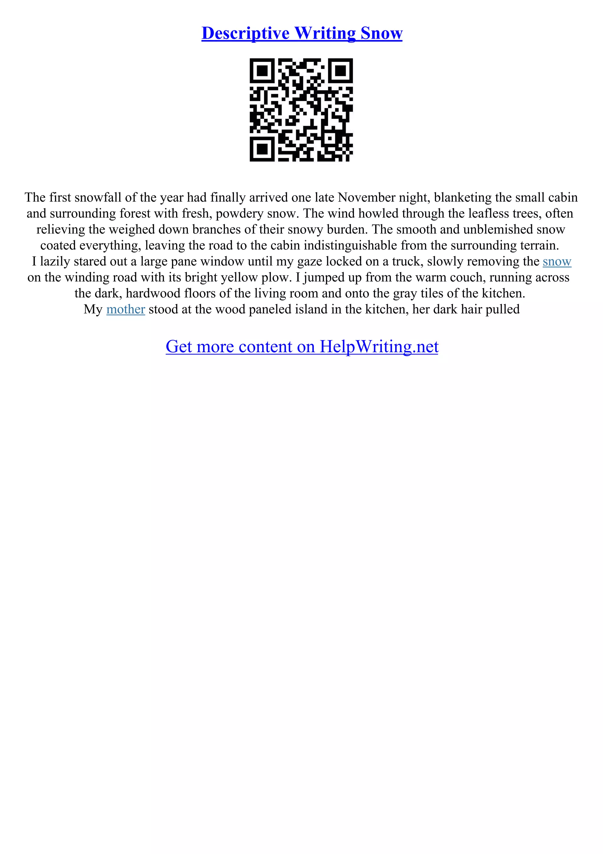 Winter Descriptive Essay | PDF