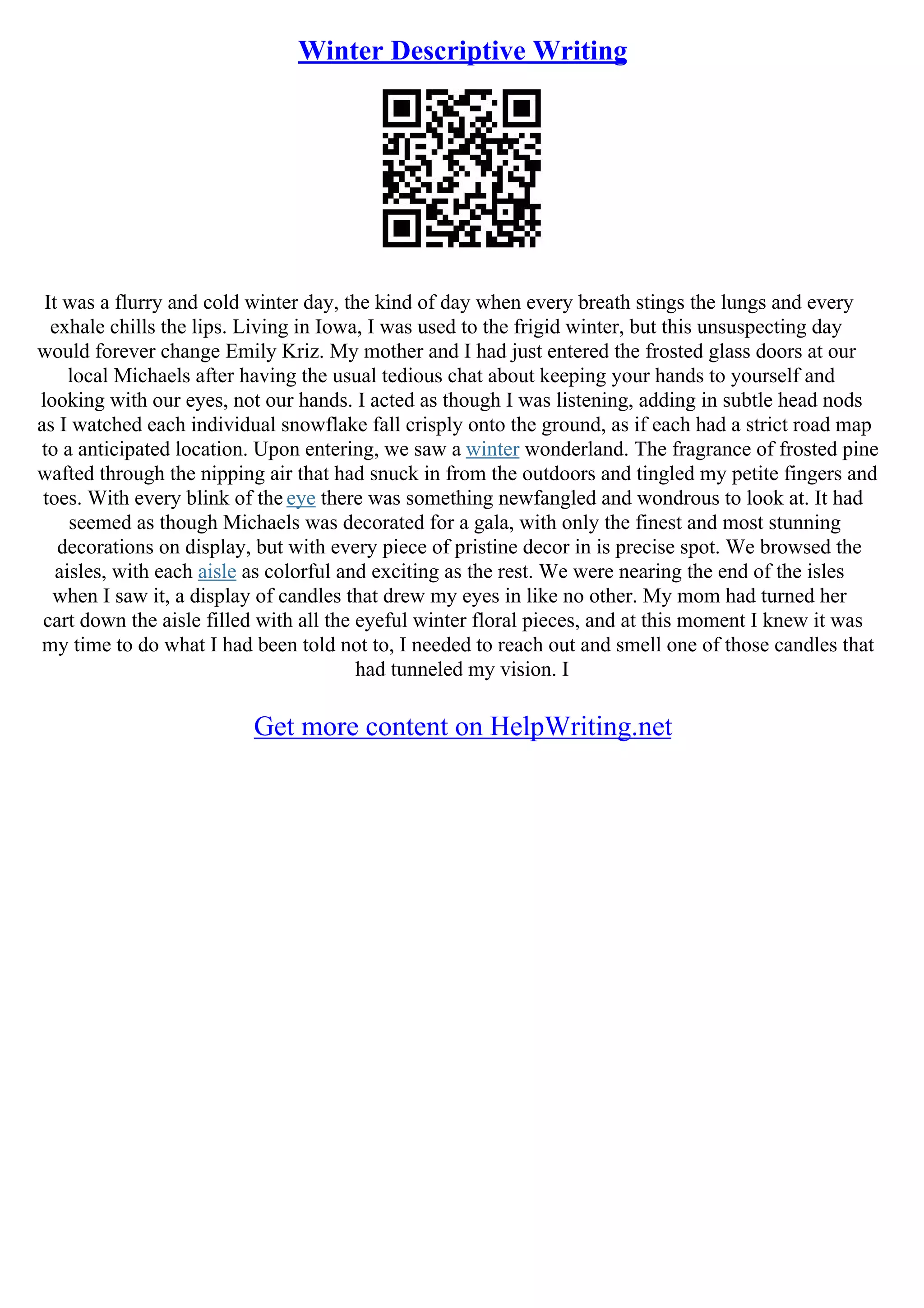 Winter Descriptive Essay | PDF