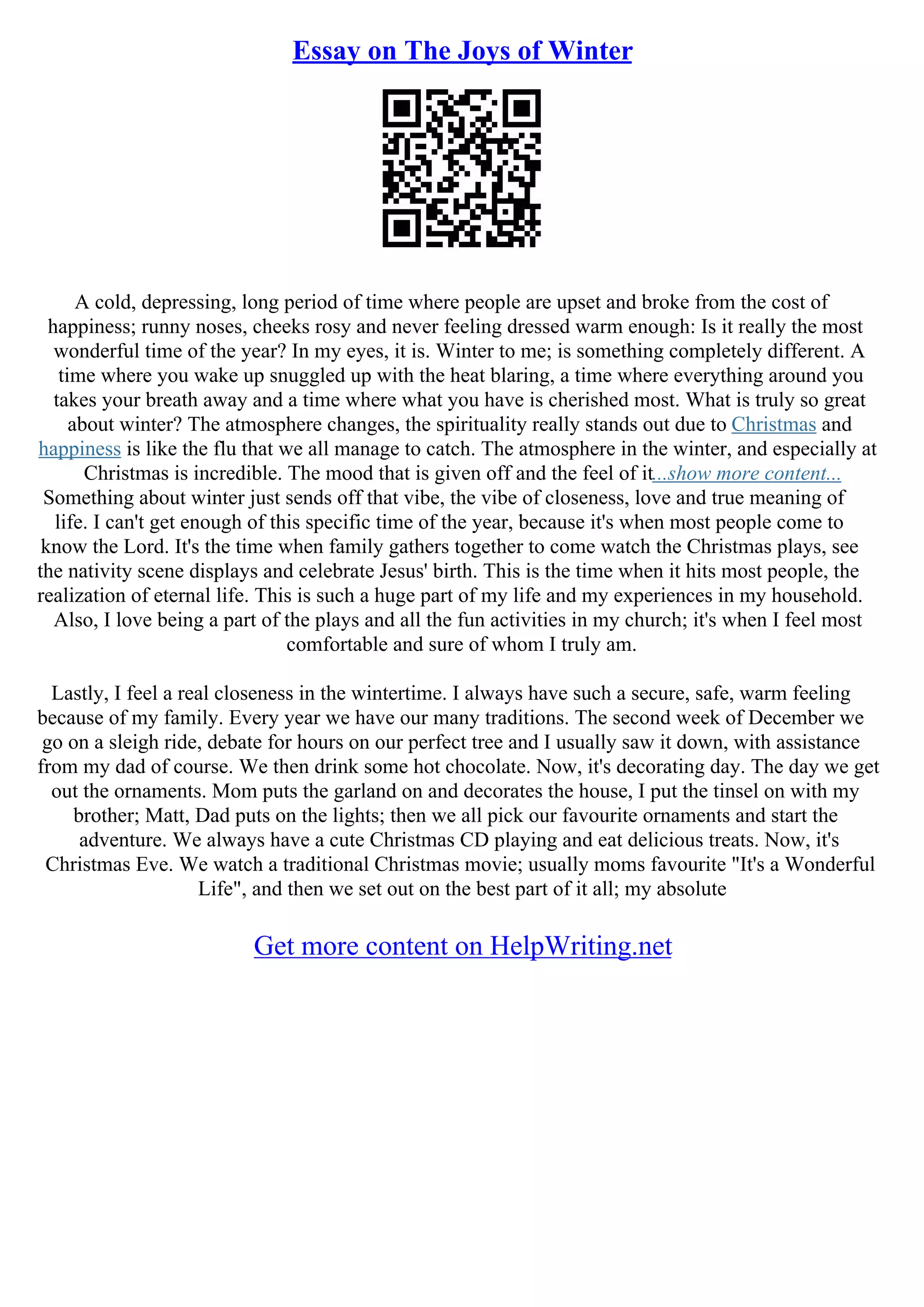 Winter Descriptive Essay | PDF