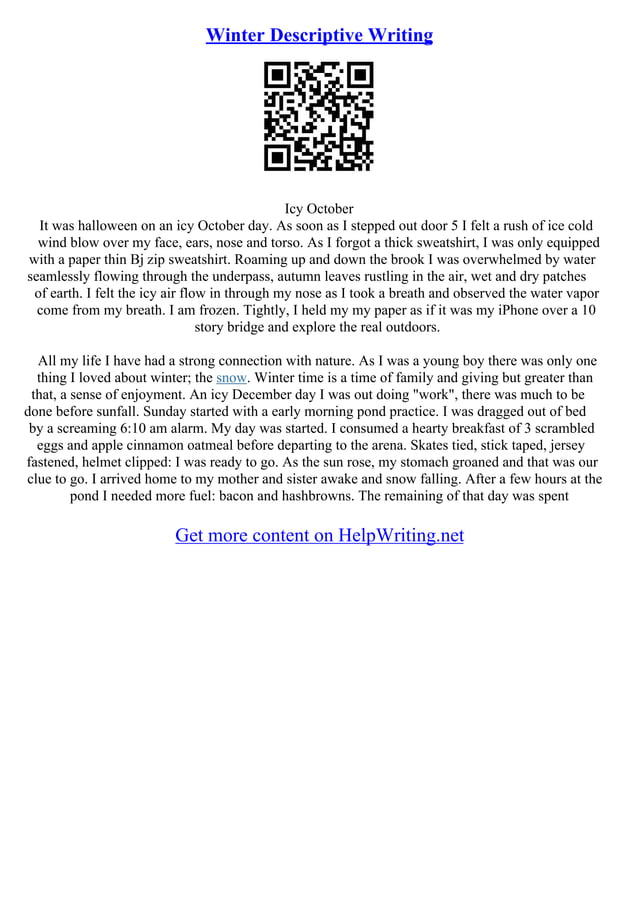 Winter Descriptive Essay | PDF | Weather | Science