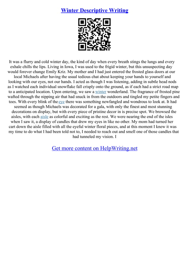 Winter Descriptive Essay | PDF | Weather | Science