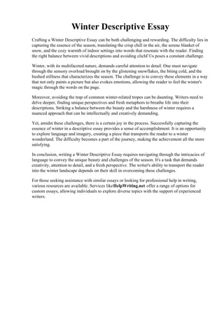 Winter Descriptive Essay. . Winter Descriptive Writing Paragraph by ...