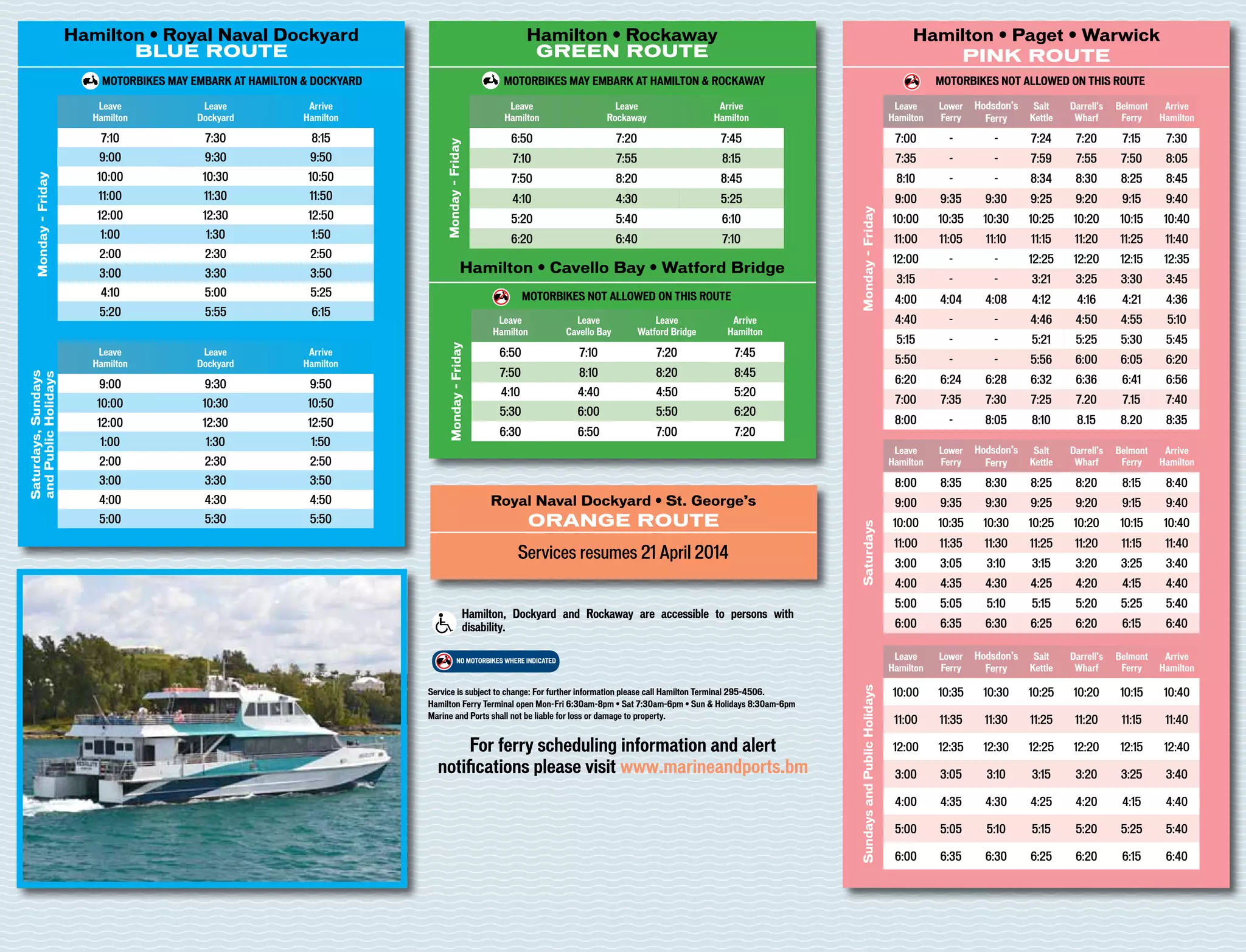Bermuda Winter Ferry Schedule 2014 | PPT
