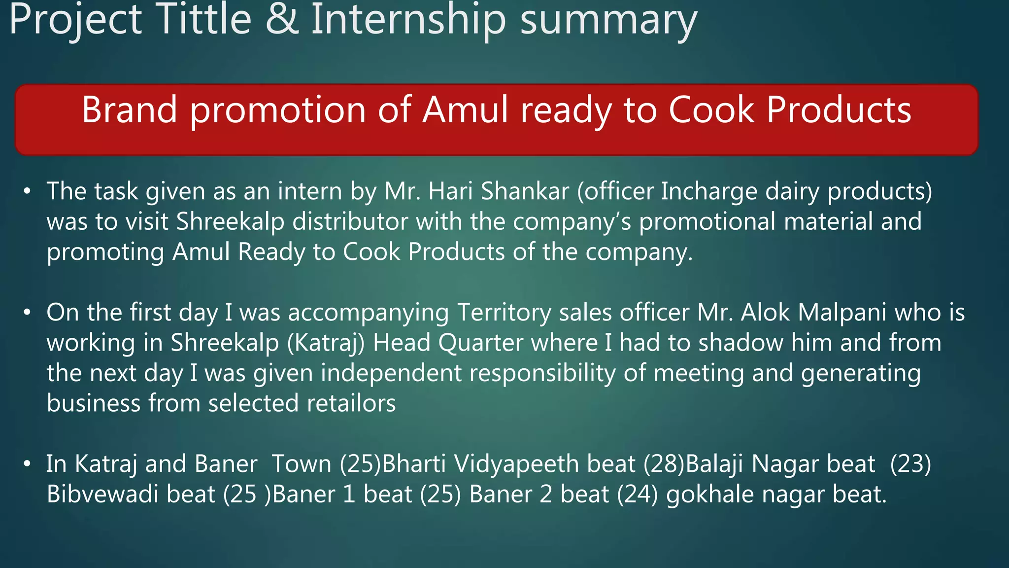 Brand Promotion of Amul Ready to cook Products | PPTX