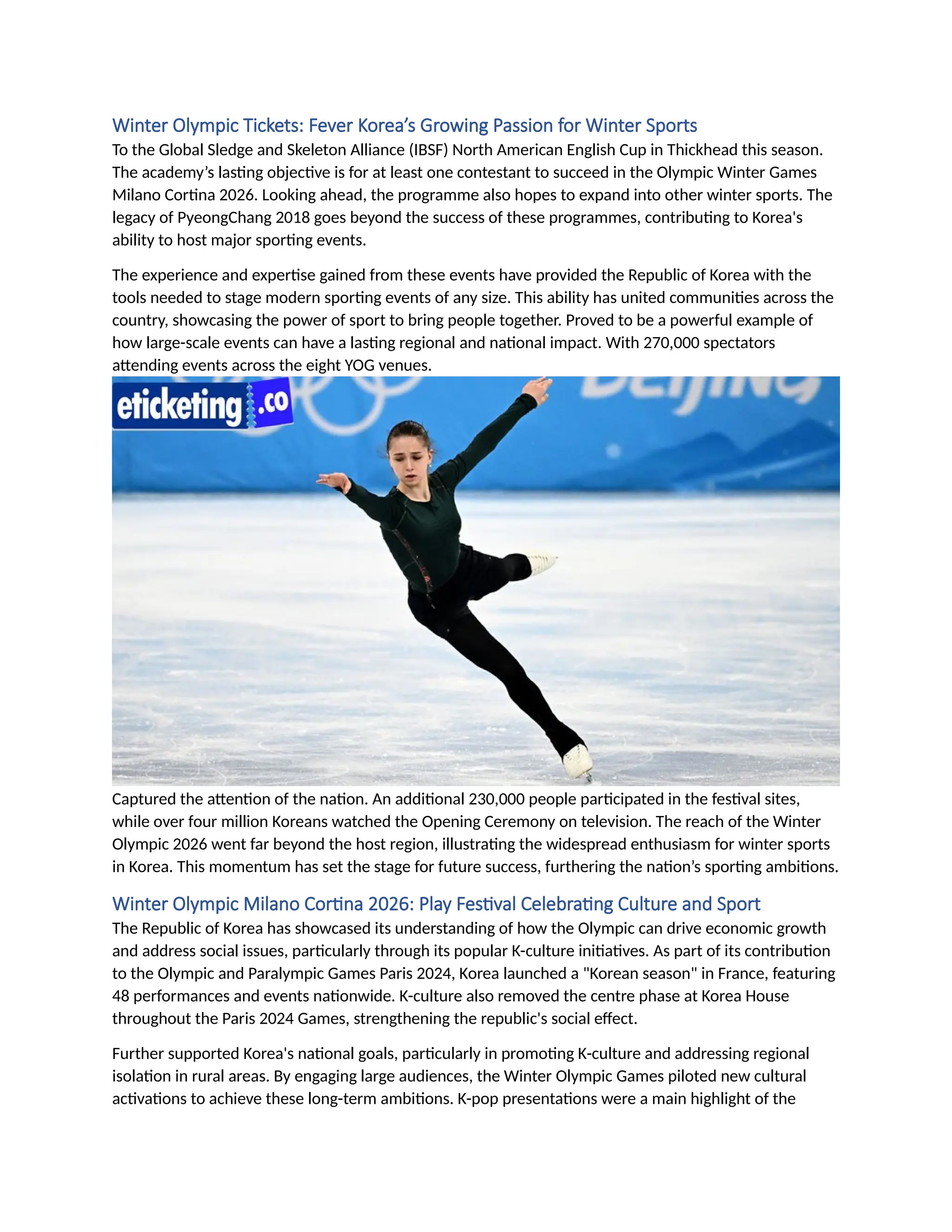 Winter Olympic 2026 A Celebration of Culture Sport Highlights Gangwon | PDF