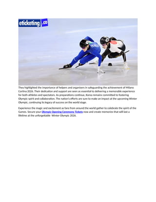 Winter Olympic 2026 A Celebration of Culture Sport Highlights Gangwon | PDF