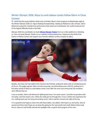 Winter Olympic 2026 Alysa Liu and Isabeau Levito Follow Glenn in Close ...