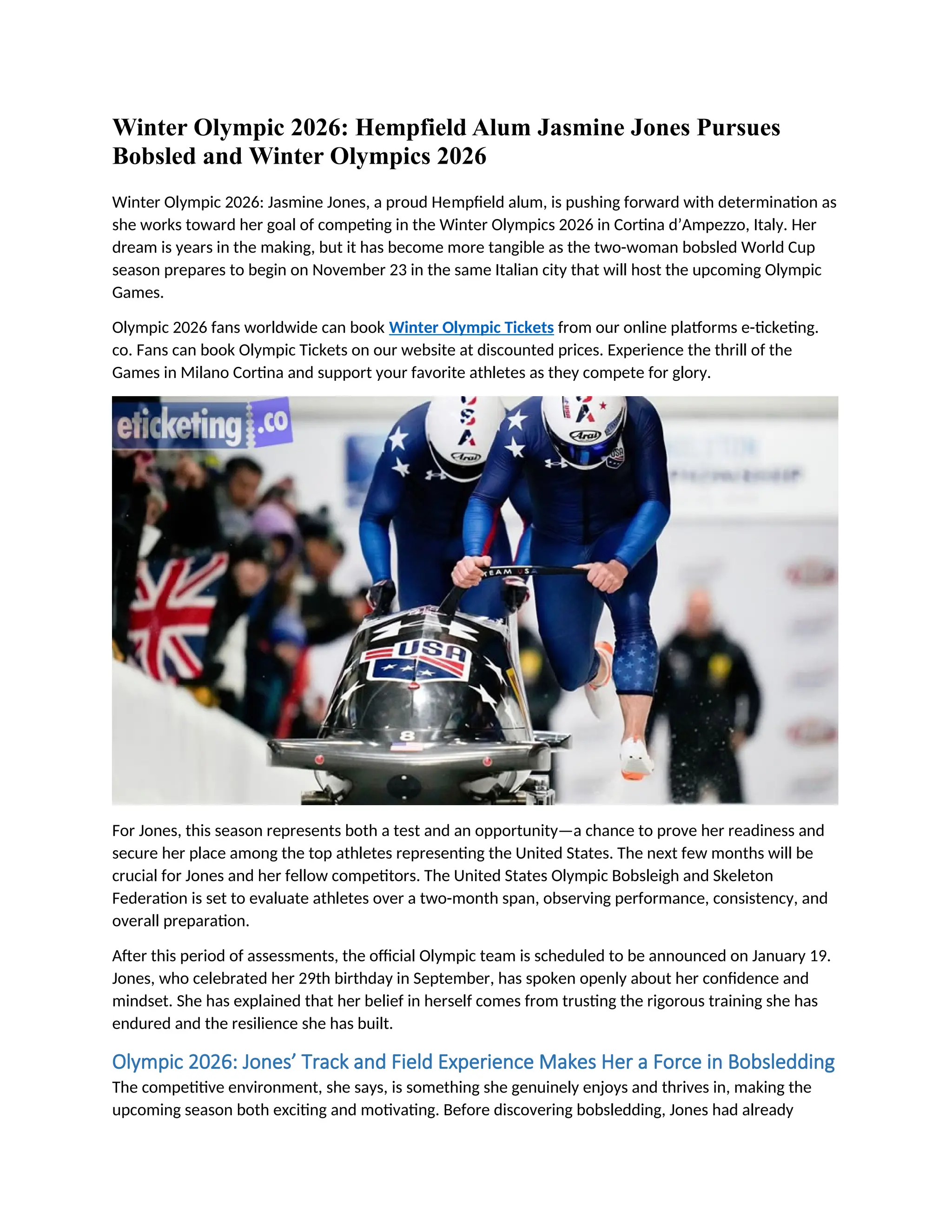 Winter Olympic 2026 Hempfield Alum Jasmine Jones Pursues Bobsled and ...