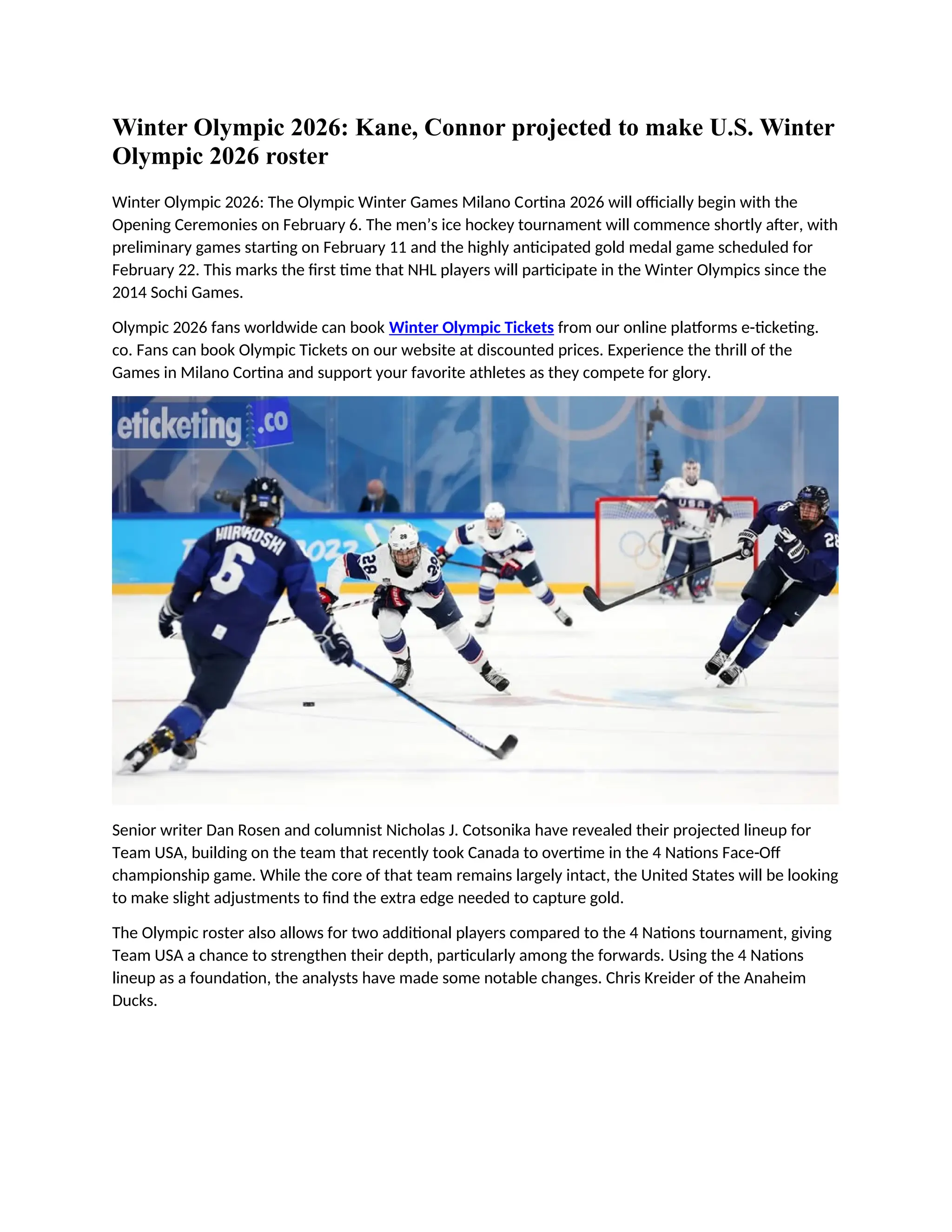 Winter Olympic 2026 Kane, Connor projected to make U.S. Winter Olympic ...