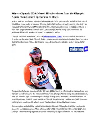 Winter Olympic 2026 Marcel Hirscher draws from the Olympic Alpine ...