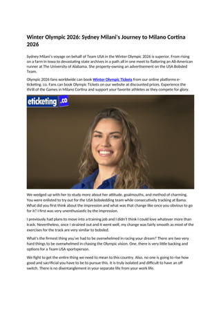 Winter Olympic 2026 Sydney Milani's Journey to Milano Cortina 2026.docx